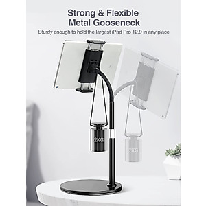 elitehood Tablet Stand Holder, Angle Height Adjustable Phone & Tablet Holder for Desk, Thick Case Friendly iPad Holder Stand Compatible with 4.7-13" iPad, iPad Pro 12.9 Air Mini 4, Tab, Nexus, Kindle