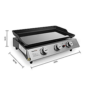 Royal Gourmet PD1300 Portable 3-Burner Propane Gas Grill Griddle,Black