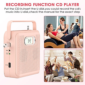 Gueray Portable CD Player, Bluetooth CD Player with Speakers Handle Design, CD Boombox for Home FM Radio CD Player with LCD Display for Kids Support USB AUX Playback Headphone Jack