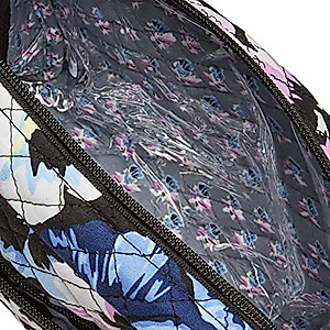 Vera Bradley Women's Cotton Large Cosmetic Makeup Organizer Bag, Plum Pansies - Recycled Cotton, One Size