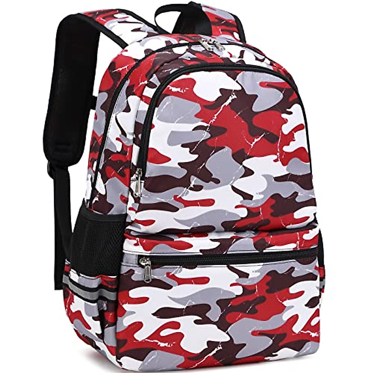 DSIUE Backpacks for Boys School Bags for Kids Elementary Bookbag and Lunch Box Set Camo Red
