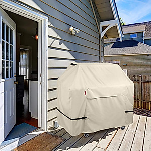 Porch Shield 64W x 24D x 48H inch Premium Gas Grill Cover Up to 64 inch, Waterproof and Fade Resistant 600D BBQ Covers for Weber, Brinkmann, Char-Broil and More, Light Tan