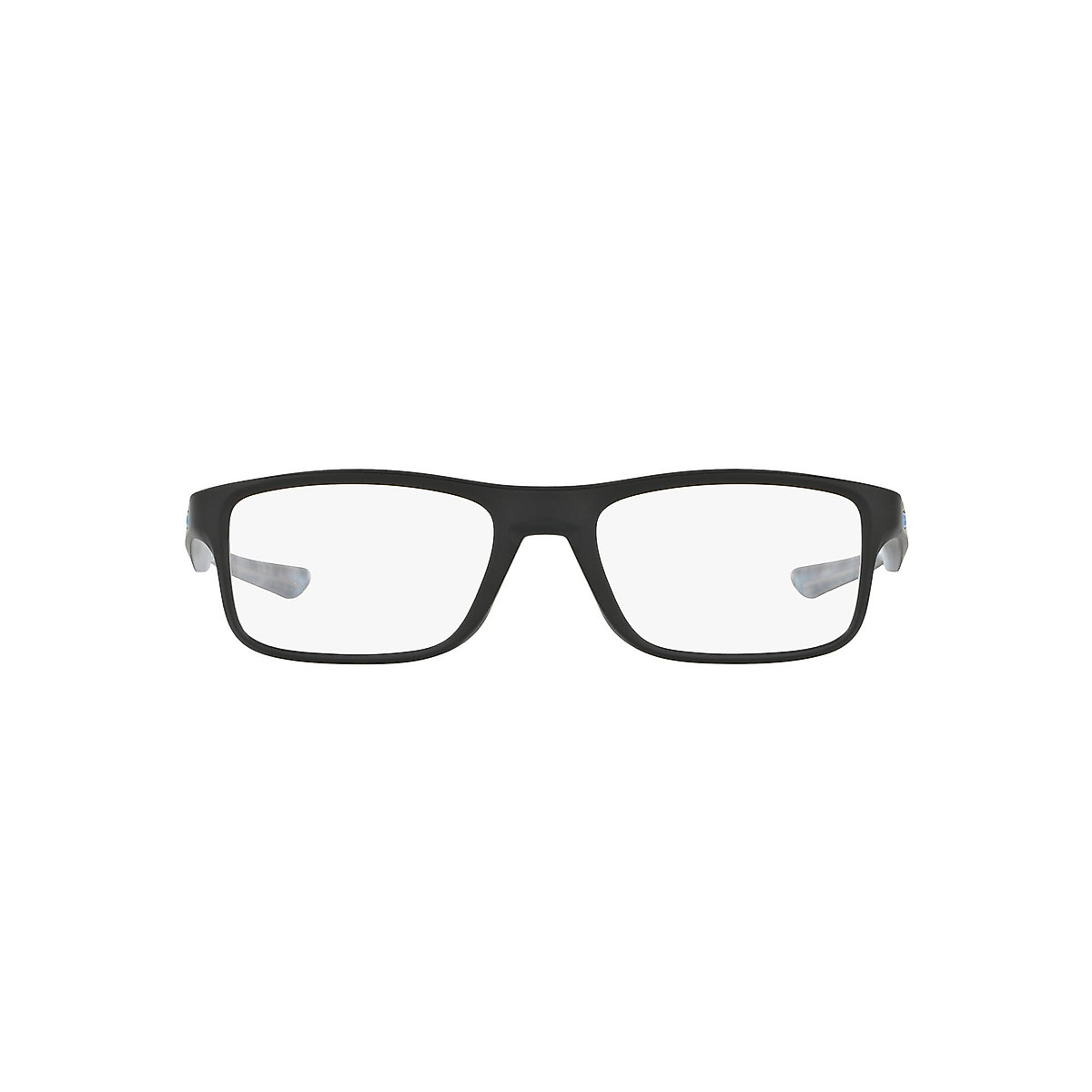 Oakley Men's Ox8081 Plank 2.0 Rectangular Prescription Eyeglass Frames, Satin Black on Blue/Demo Lens, 53 mm