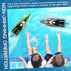 ALPHAREV Remote Control Boat - R308 32+ KPH Fast RC Boat for Adults & Kids with Portable Suitcase, 2.4Ghz Racing Boat for Pool & Lake, Summer Water Toys, Birthday Gifts for Boys