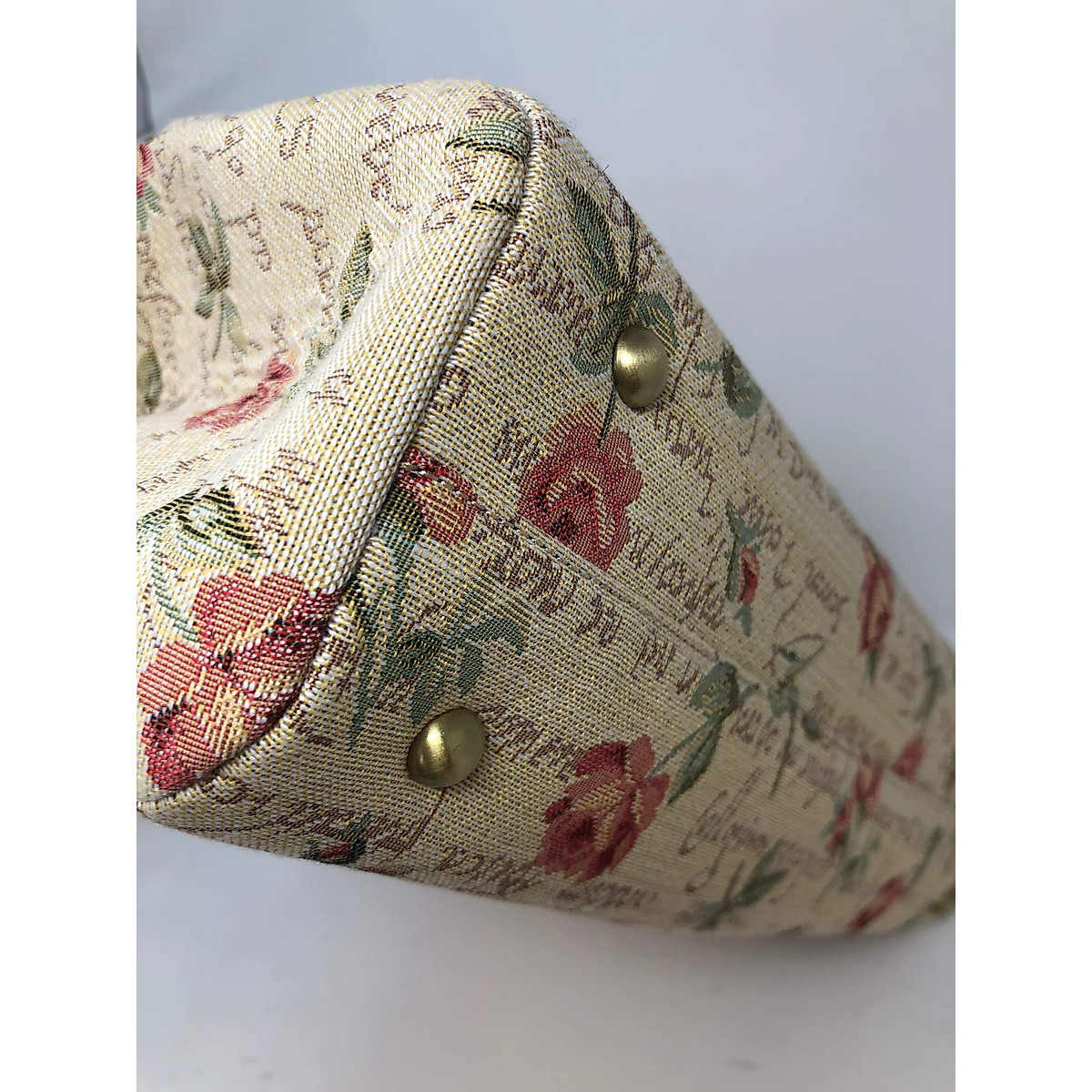 BANBERRY DESIGNS Pink Rose Tapestry Tote Bag With Brass Buckles 15