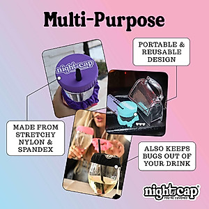 Nightcap The Original Drink Cover Scrunchie, 2 Pack – As Seen On Shark Tank And TikTok - Reusable - Wear On Wrist Or In Hair, Prevent Drink Spiking - Sanitary Pocket Keeps Cover Clean – Black