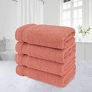 American Veteran Towel, Hand Towels for Bathroom, 4 Piece Hand Towel Sets Clearance Prime, 16 inch 28 inch 100% Turkish Cotton Face Hand Towels, Bathroom Set of 4, Coral Hand Towels