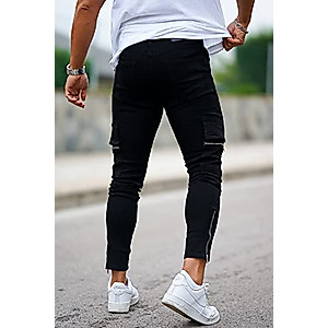 GINGTTO Black Jeans for Men Stretch Fit Skinny Denim Pants for Men Slim Size 32