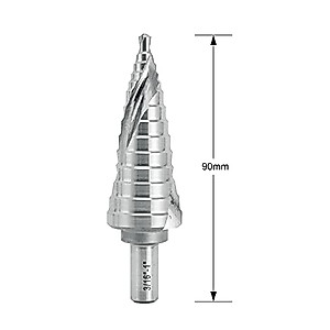 ACTOOL Industrial HSS Step Drill Bit 3/16 inch to 1 inch with 3/8 inch Shank, Double Spiral Flute with 14 Step Size