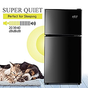 KRIB BLING 3.5Cu.Ft Compact Refrigerator, Retro Fridge with Dual Door Small Refrigerator with freezer, 7 Level Adjustable Thermostat for Dorm, Garage, Office, Bedroom, Apartment, Black