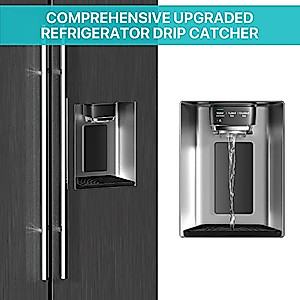 Total Upgraded Refrigerator Drip Catcher,Two-Pack Mini Refrigerator Drip Trays for Refrigerator Water Dispenser Drip Collector, Prevents Water Splashes, Water Spots and Spills (Rectangular Black)