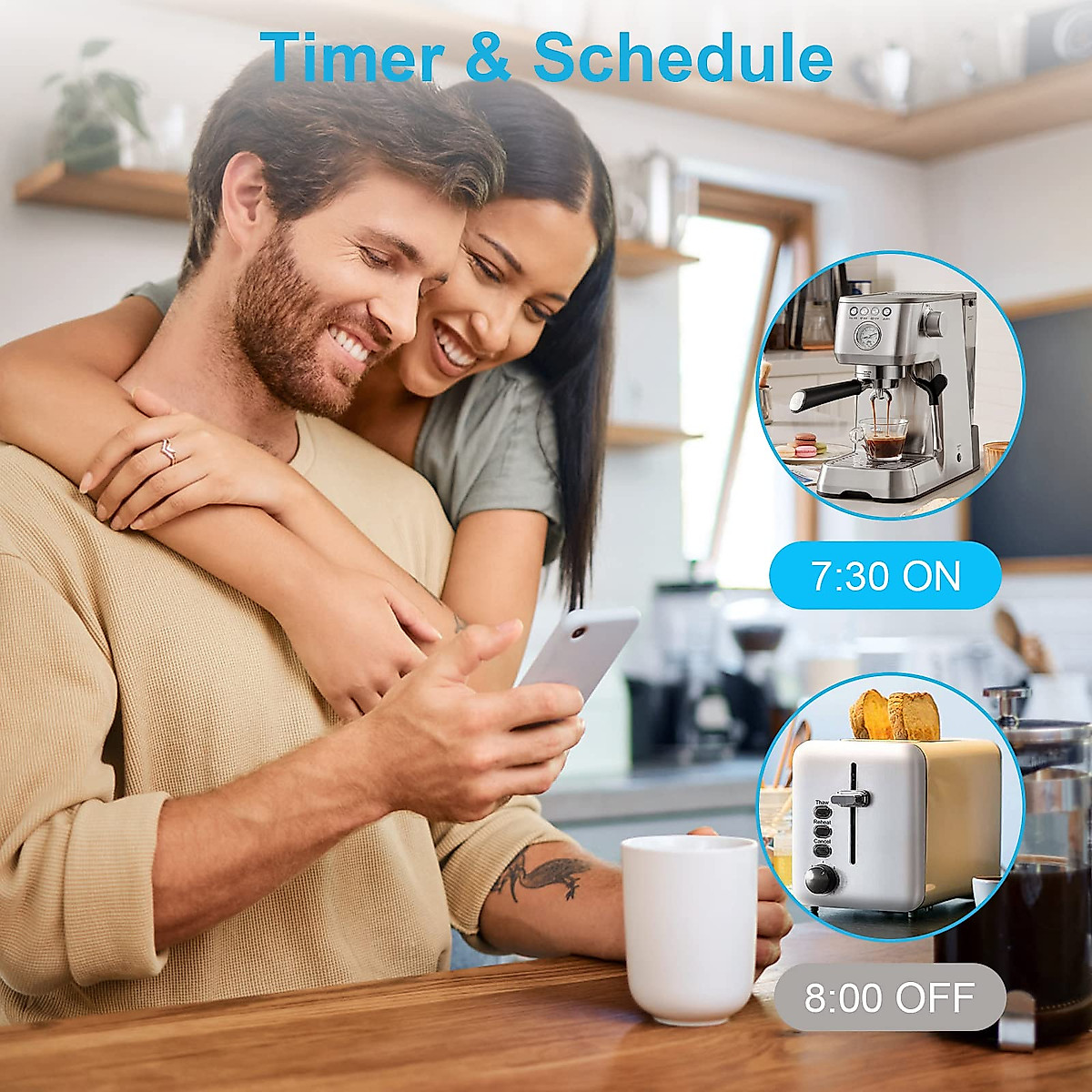 Smart Plug 5GHz, EIGHTREE Smart Plug Compatible with Alexa & Google Home, 5GHz & 2.4GHz WiFi, Smart Socket with Remote Control & Timer Function, No Hub Required