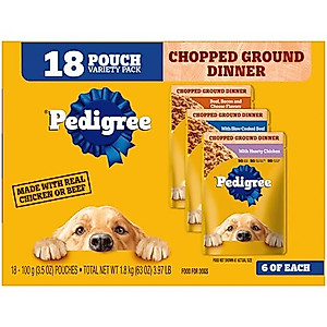 PEDIGREE Adult Canned Wet Dog Food Chopped Ground Dinner Variety Pack (18) 3.5 oz. Pouches