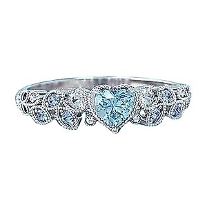 Women Bridal Sets Wedding & Engagement Fashion Ring Wedding Rings for Women,Heart Shaped Cubic Zircon Ring,Anniversary, Blue, 11
