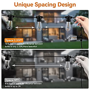 Solibting Outdoor String Lights Patio Lights 24Ft with 10 LED Dimmable Edison Waterproof Shatterproof Bulb and Commercial Grade Weatherproof Strand Heavy-Duty Outside Decorative Cafe, Bistro, Party