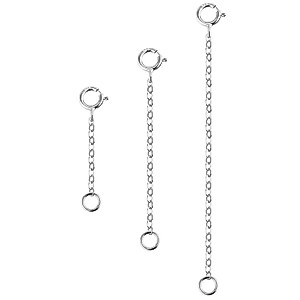 3 Pcs 925 Sterling Silver Necklace Extenders for Women Durable Strong Removable Necklace Bracelet Anklet Extension for Jewelry Making(1 2 3 Inch, Silver)