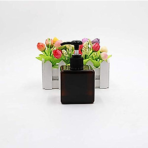 2Pcs 250ml/8.4oz Empty Plastic Foaming Pump Bottles Refillable Square Foam Soap Pump Dispenser Travel Toiletries Container for Shampoo Shower Gel Cosmetics Liquid Dispenser (Brown)