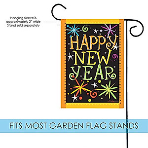 Toland Home Garden 1110449 Happy New Year New Year Flag 12x18 Inch Double Sided New Year Garden Flag for Outdoor House party Flag Yard Decoration