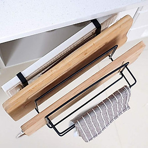 Yardwe Under Cabinet Organizer Shelf Hanging Storage Baskets Rack Chopping Board Holder Shelves for Kitchen Pantry Cupboard Black