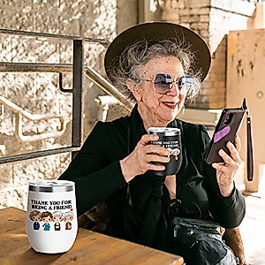 Thank You for Being a Friend Mug Gift - Friend Gifts, Golden Friendship Birthday Gifts for Women Buddies Besties Sisters Female Girls - Inspired Coffee Tumbler Cups 12 OZ -Mothers Day Gifts ( White)