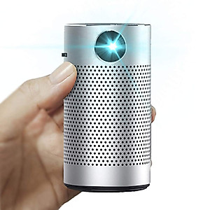 ANXONIT Mini Projector,Smart DLP Pocket Portable Projector,100 ANSI Lumens,Rechargeable Battery,360° HiFi Speaker,Android 8.1,Bluetooth,WiFi,for iPhone iPad,Home Theater Outdoor Movies (Silver)