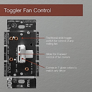 Lutron Toggler 3 Speed Fan Control, 1.5-A Single Pole/3-Way TGFSQ-FH-WH, White