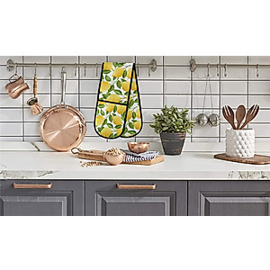 Tropical Lemon Leaves Double Oven Mitt 7 X 35 Inches Fruit Bright Yellow Lime Lemons Tree Oven Gloves Mitts Heat Insulation Home Kitchen Cooking for Pot Holder BBQ Grilling Baking Decor Gifts