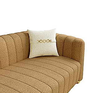 Misoce 83'' Luxury Velvet Couch Sofa for 3 Person Fashion Couch with 2 Pillows, Metal Legs Solid Wood Frame Chesterfield Sofa Couch for Living Room, Hotel (83'' Brown)