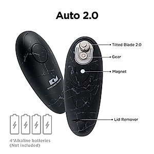 Kitchen Mama Auto 2.0 Electric Can Opener: Upgraded Blade Opens Any Sized Can - Automatic, Hands Free, Smooth Edge, Food-Safe, Handy with Lid Lift, Battery Operated, YES YOU CAN (Marble Black)