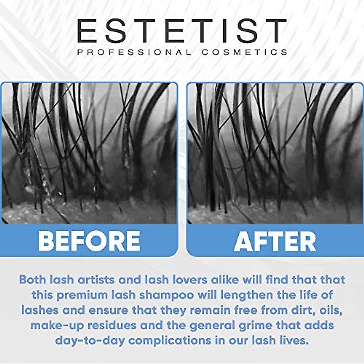 Eyelash Extension Shampoo & Brush - Gentle Aftercare Foaming Lash Cleanser Kit & Makeup Remover - For Home & Salon Use