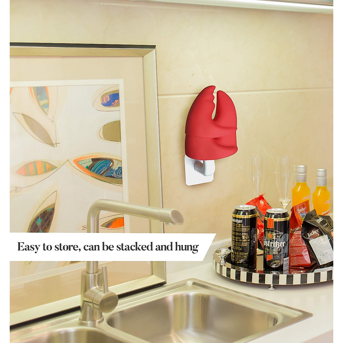 Anti-Scald Oven Gloves,Red Silicone Oven Glove Set,Lobster Claw Pot Holder, red Crab Oven Glove, can be Used as a Pot or Kitchen