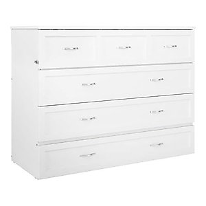 BOWERY HILL Full Size Murphy Bed Chest with Charging Station in White