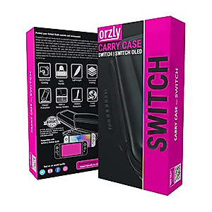 Orzly Carry Case Compatible with Nintendo Switch and New Switch OLED Console - Pink Protective Hard Portable Travel Carry Case Shell Pouch with Pockets for Accessories and Games