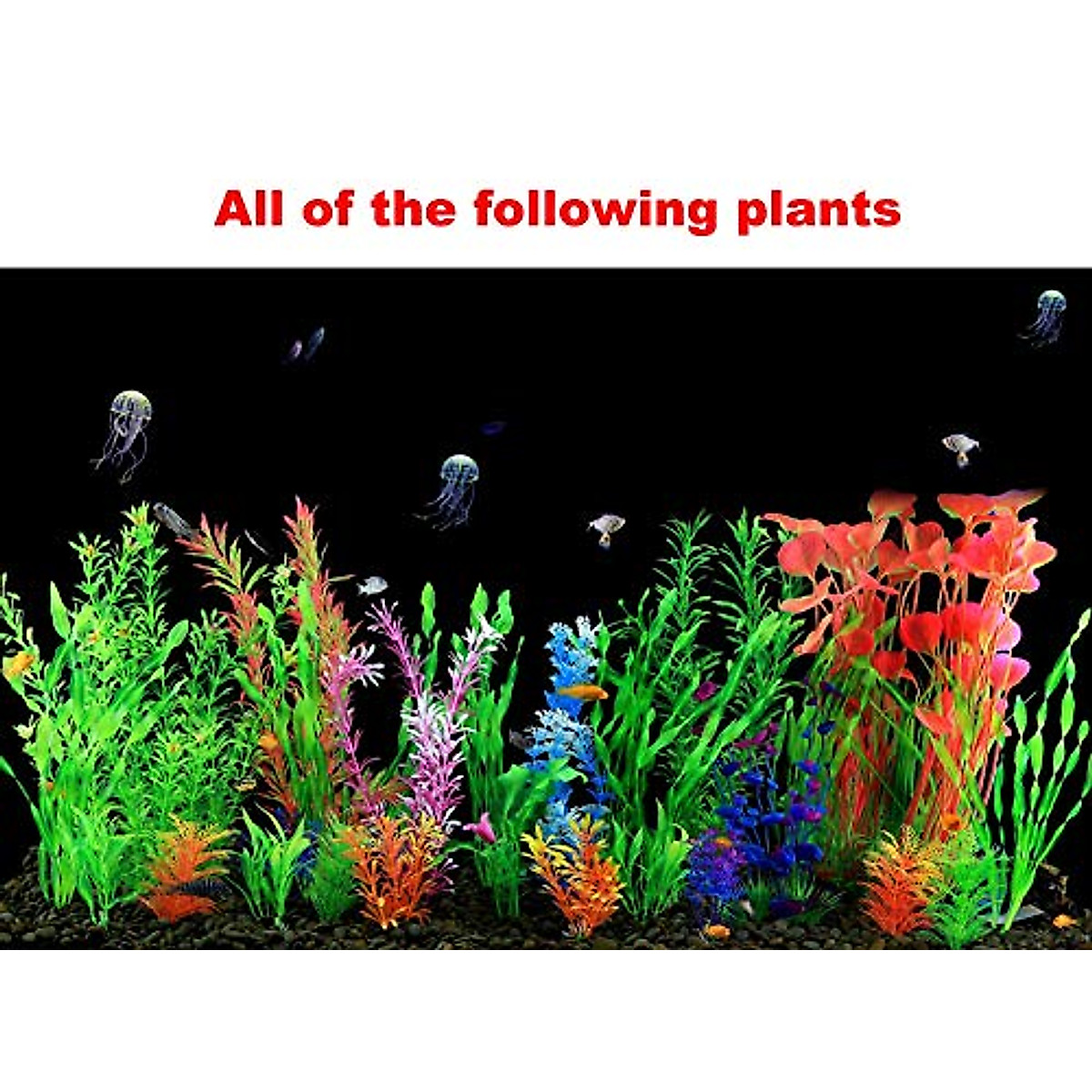 CousDUoBe 30 Pack Artificial Aquarium Plants, Full Set of Fish Tank Decorations, Various Sizes, Perfect Match ( 5.2 "-15.7" ) (30 Pack)