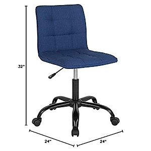 Pemberly Row Contemporary Mid Back Tufted Swivel Office Chair in Blue