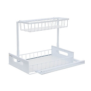 Under Sink Organizers and Storage - Under Sliding Cabinet Basket Organizer Drawer - Makeup Organizer - Kitchen Sink Organizer - Bathroom Organizer - Pull Out Cabinet Organizer (WHİTE)