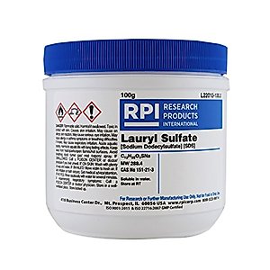 RPI SDS [Sodium dodecylsulfate] [Lauryl sulfate], Powder, 100 Grams, Ionic Detergent for Denaturing Proteins