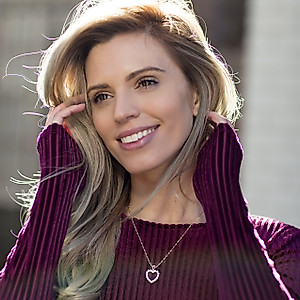 LIFETIME JEWELRY Cubic Zirconia Open Heart Pendant Necklace 24k Real Gold Plated