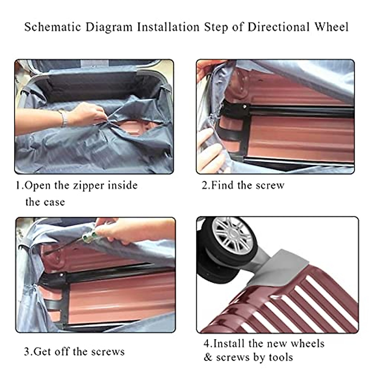 Serlium 2Pcs Luggage Suitcase Wheels 3.4 x 2.2in (Carefully Measure Yourself Wheel Size), Swivel Wheel Replacement Luggage Travel Suitcase Wheels Plastic Bearings Repair Set for Luggage Kits