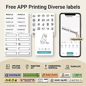 MakeID HD(300dpi) Label Maker Machine with 4 Rolls Tape, Bluetooth Multifunction Label Printer Available for Smartphone, Smart Sticker Maker with Multiple Templates for Office Home Organization