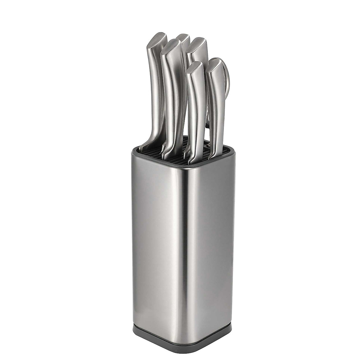 Dura Living Universal Knife Block Holder, Stainless Steel Knife Stand Without Knives, Safe Space Saver Stable Knife Storage with Scissors Slot, Detachable for Easy Cleaning, Kitchen Organizer, Silver