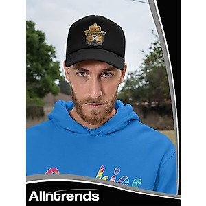 ALLNTRENDS Smokey Bear Trucker Hat Embroidered Adult Cotton U.S. Forest Service Cap Adjustable Mesh Back (Gold)