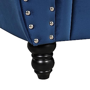 Merax, Blue 39" Modern Sofa Dutch Fluff Soft Upholstered Couch Loveseat with Solid Wood Legs for Living Room