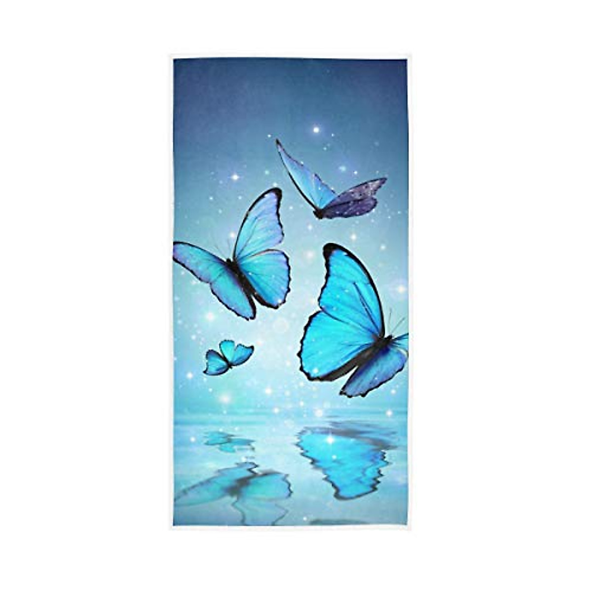 Soft Absorbent Large Guest Hand Towels Blue Butterflies Morpho On Water Multipurpose for Bathroom Hotel Gym Yoga and Spa (15" x 30")