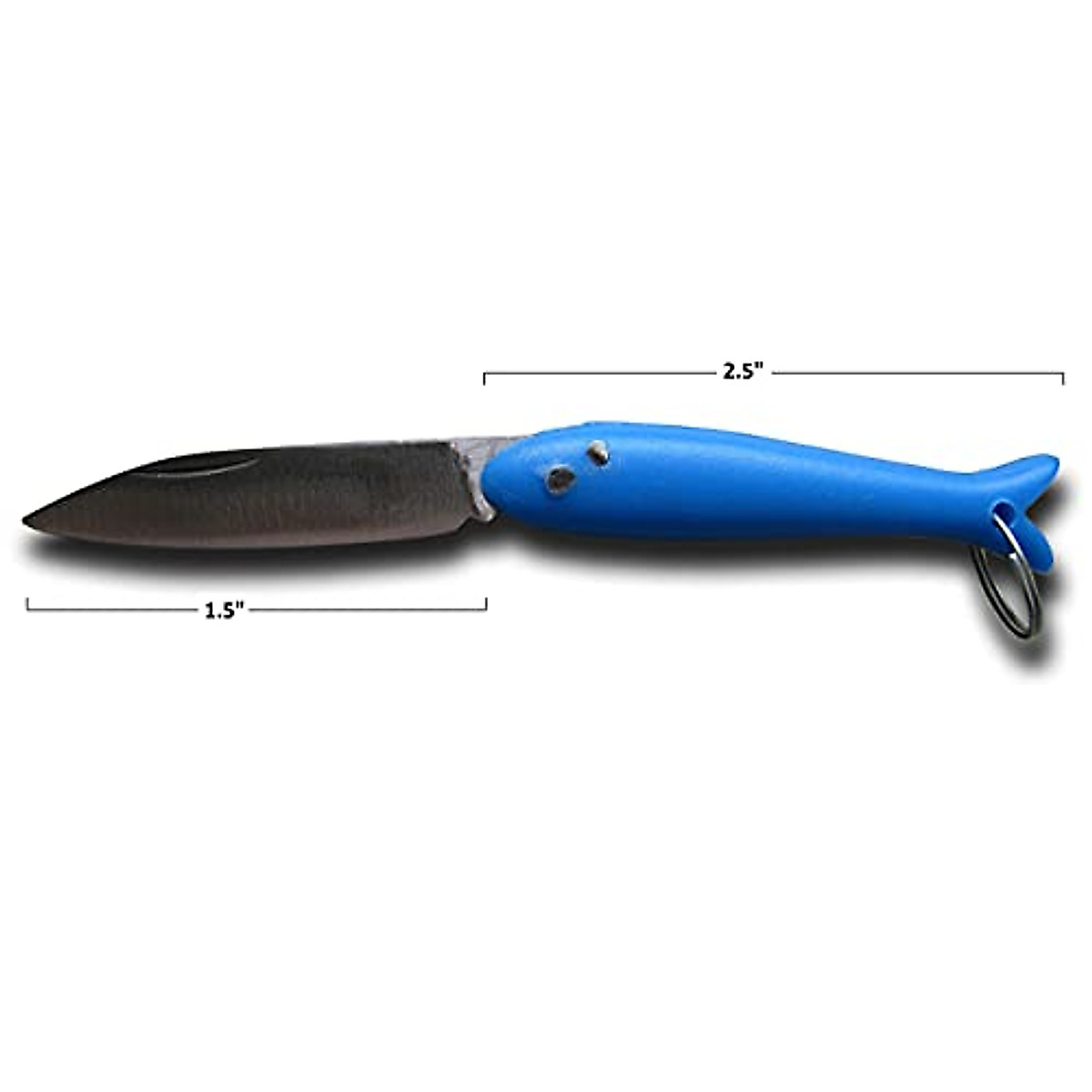 Glittering Bazaar Fish Smallest Mini Micro Handmade Key ring Pocket Folding Folder Knife, Stainless Steel, Multi Purpose Portable, Tiny Blade (Blue)