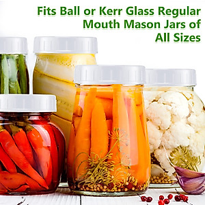 30 Pcs Mason Jar Plastic Lids Regular Mouth Plastic Storage Caps with Rubber Seal Replacement Plastic Lids for Mason Jars Canning Jars and More (70 mm, White)