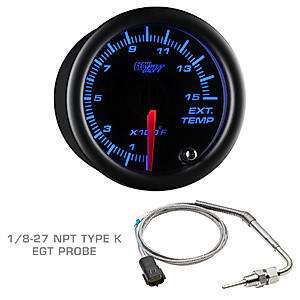 GlowShift Diesel Gauge Package Compatible with Ford Super Duty F-250 F-350 Power Stroke 1999-2007 - Tinted 7 Color 60 PSI Boost, 1500 F EGT, Transmission Temp & Fuel Pressure Gauges - Tan Pillar Pod