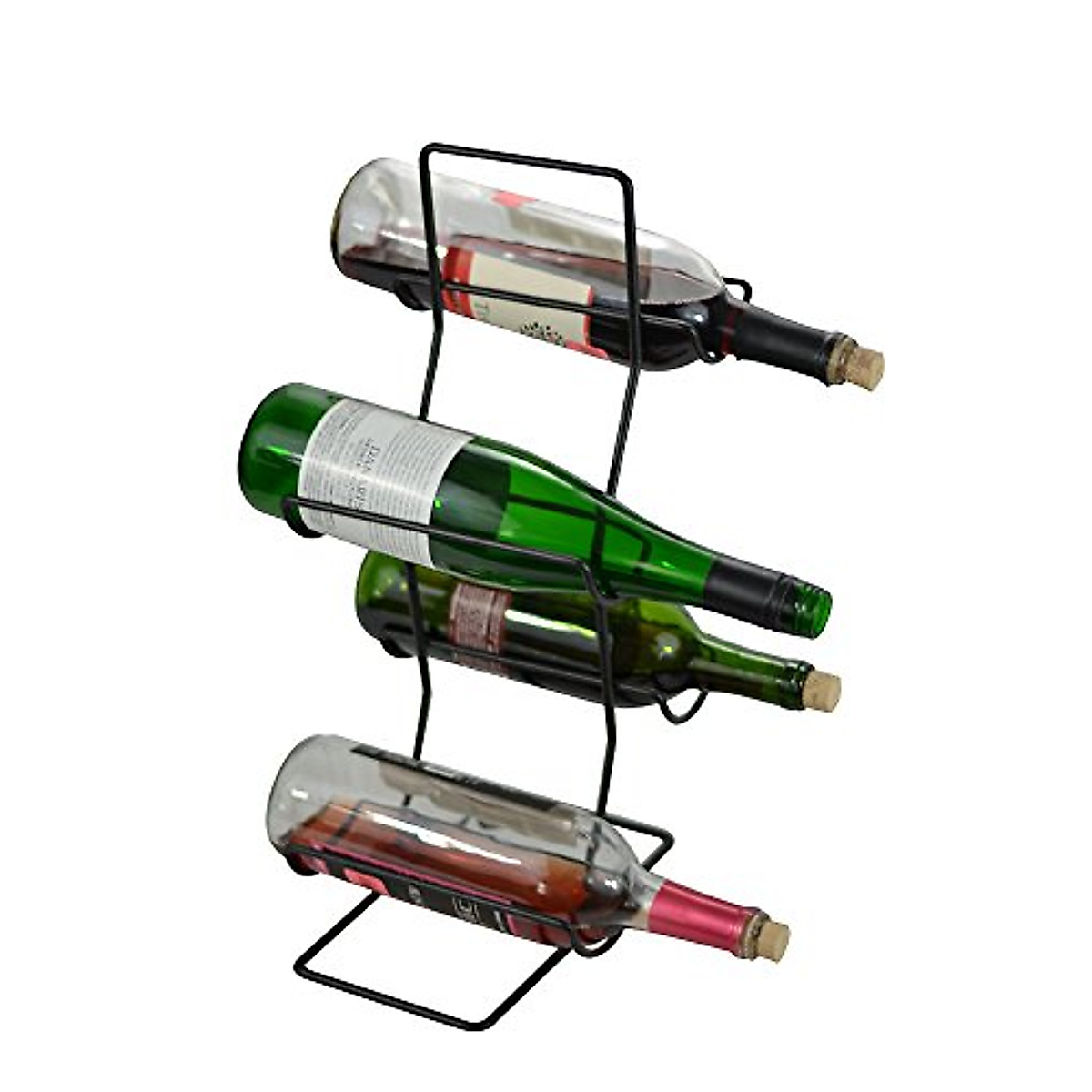 Southern Homewares 4 Bottle Wine Rack Tree Freestanding Counter Top Bottle Organizer - Great for Wine or Spirits, SH-10024 Black Iron