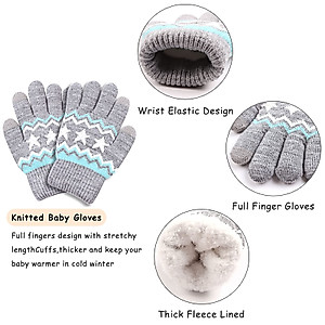 Winter Kids Hat Scarf Gloves Set Knit Fleece Lined Beanie Neck Warmer Mittens for Toddler Boys Girls 3-8 Years (Purple-B)