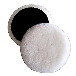 OKAYDA Lambswool Polishing Pads 6 inch Soft Sheepskin Buffing Pads with Hook and Loop Back Design Cutting Pad for Car, Furniture, Glass and So On